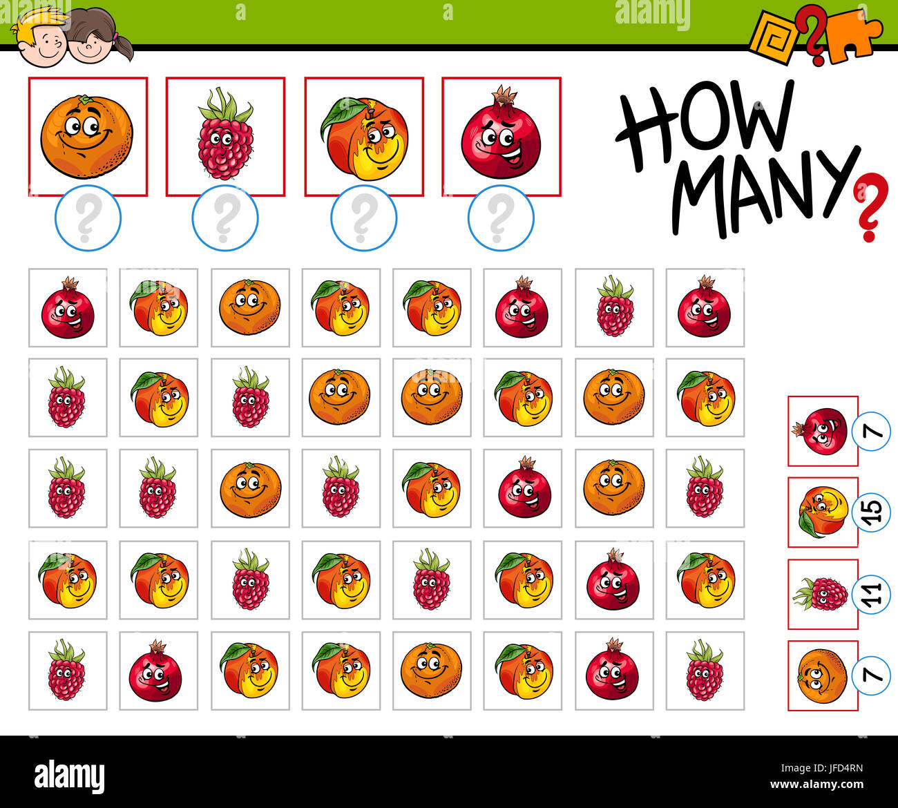 counting activity with fruits Stock Photo - Alamy
