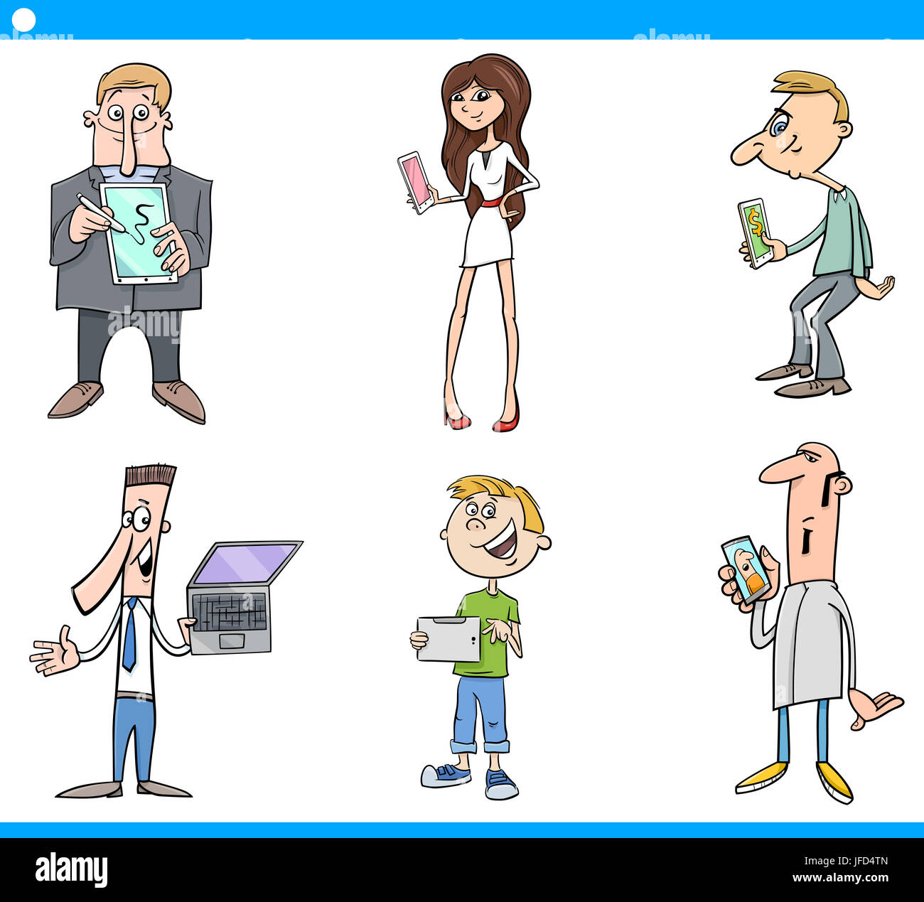 people with technology cartoon set Stock Photo - Alamy