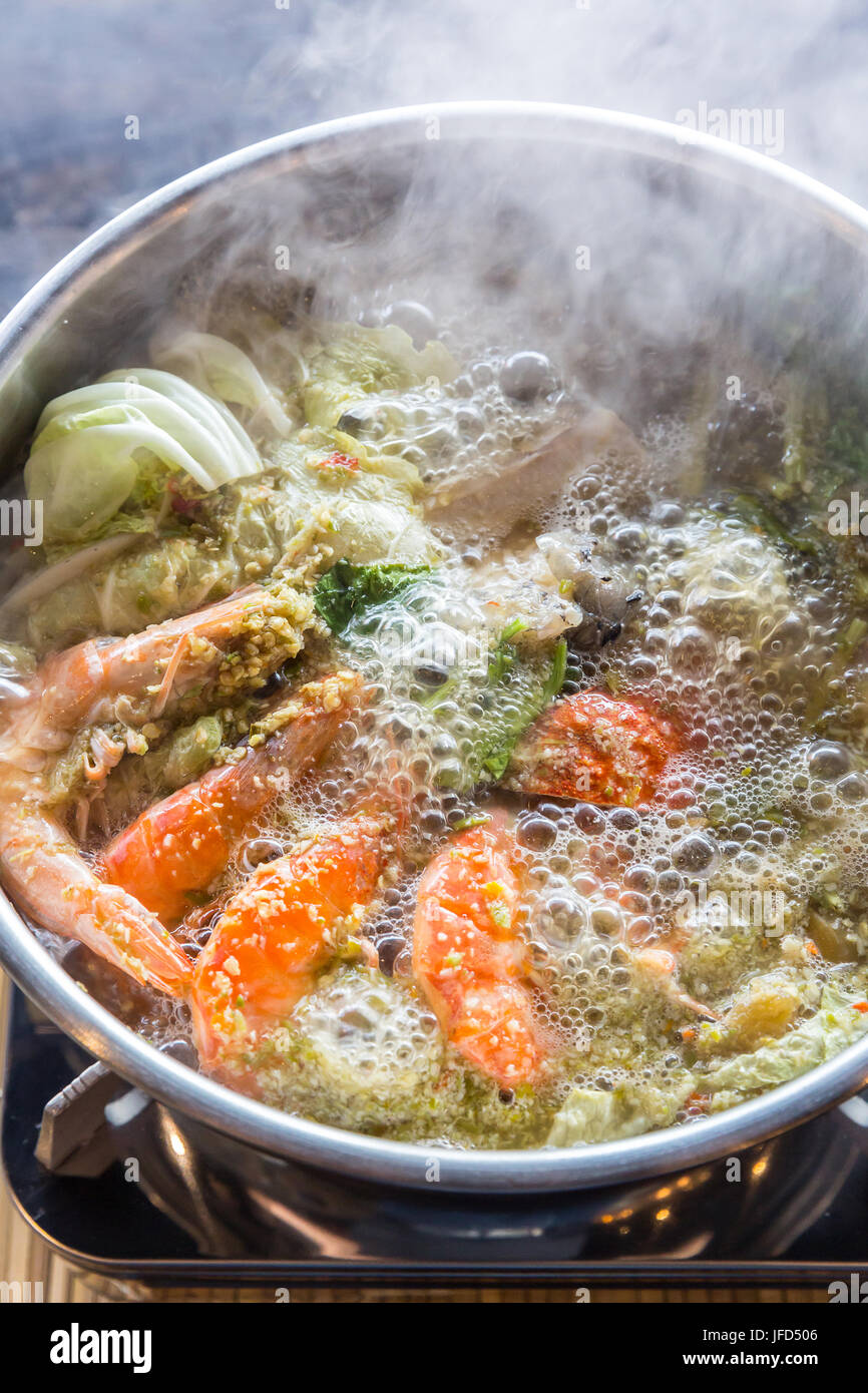 Seafood hot pot Stock Photo - Alamy