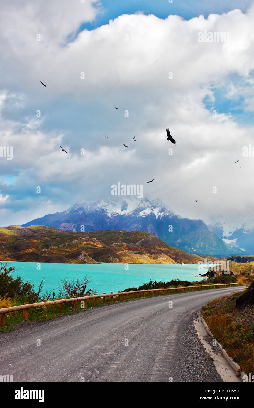 The road around lake Stock Photo - Alamy