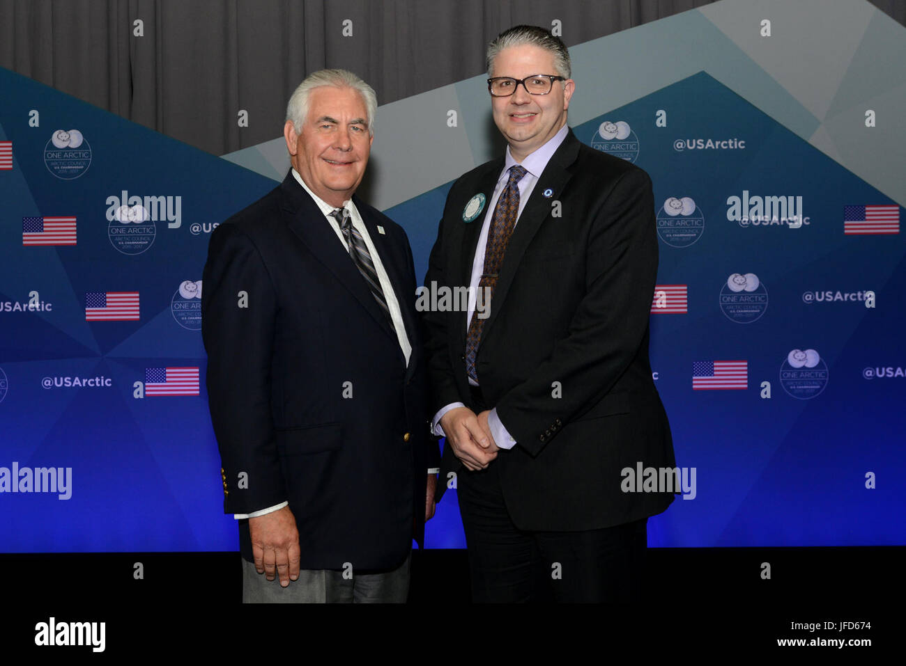 U.S. Secretary of State Rex Tillerson poses for a photo with Fairbanks ...