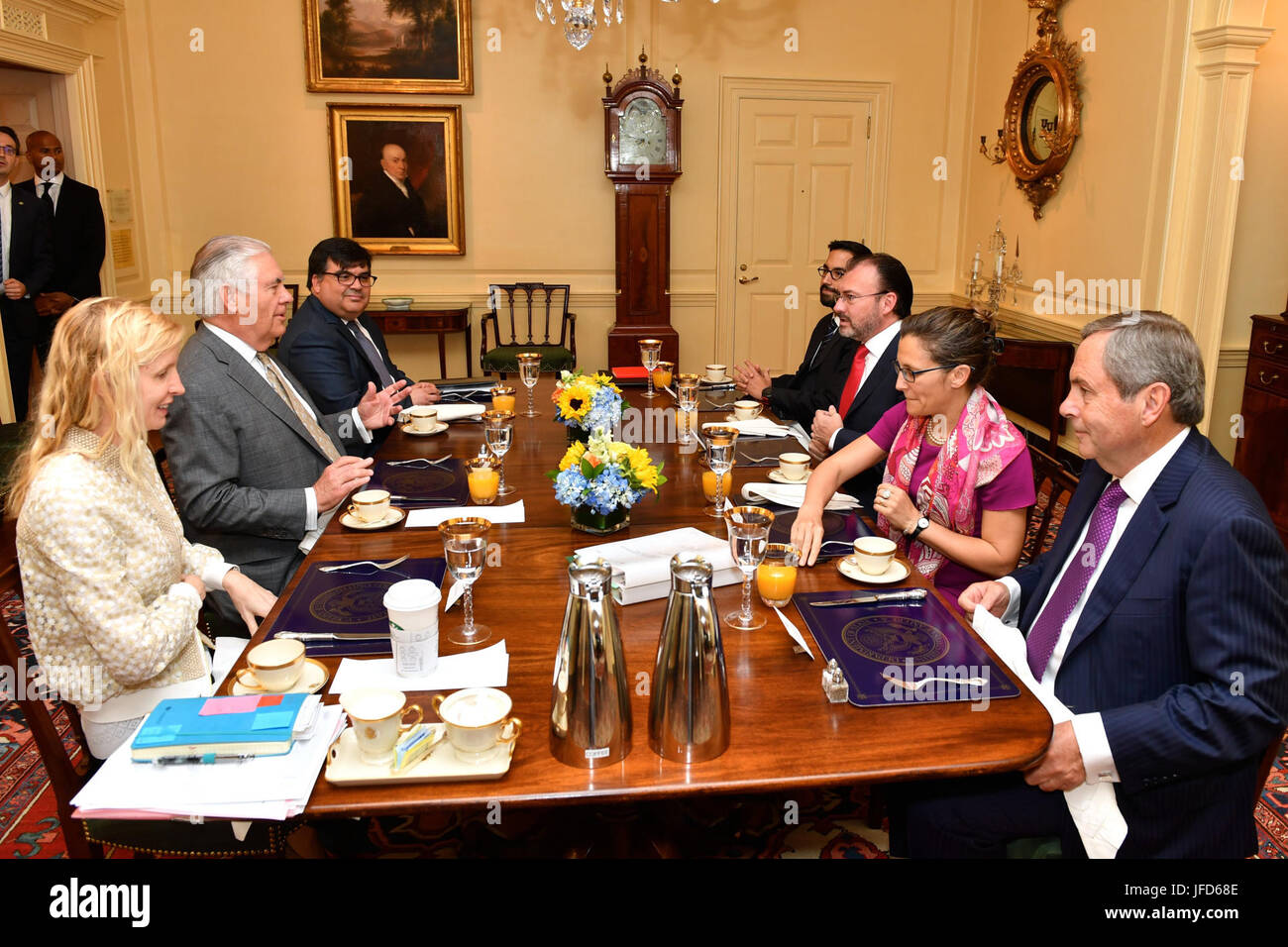 U.S. Secretary of State Rex Tillerson, with Chief of Staff Margaret ...