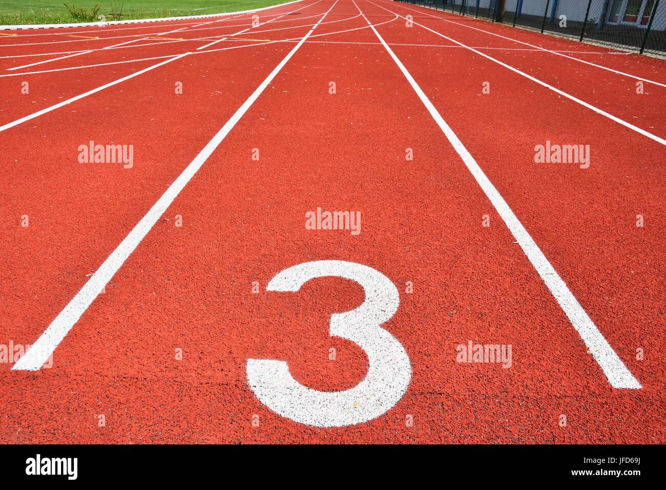 Running track with number 3. Colorful background for sport Stock Photo ...