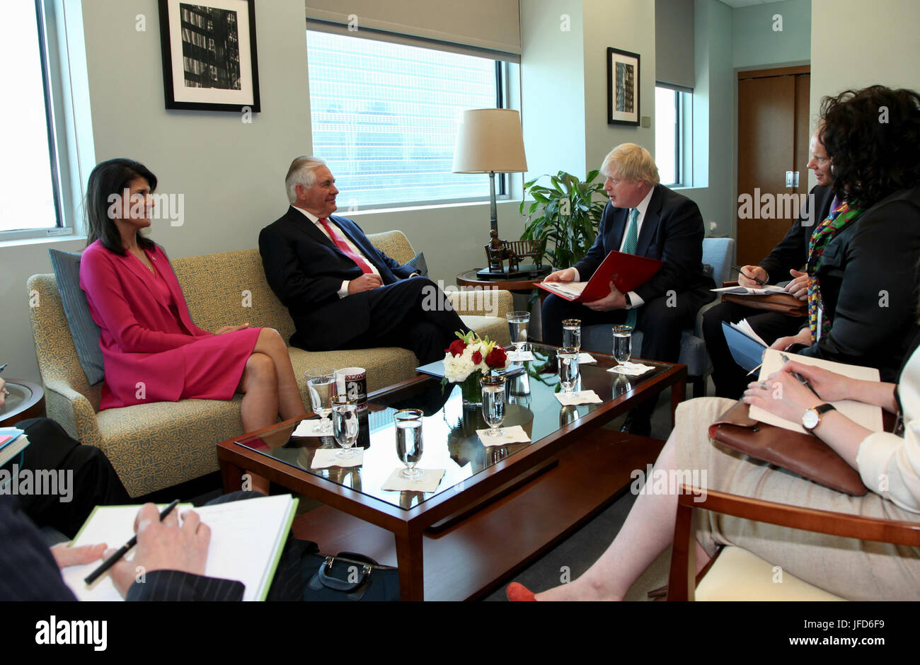 U.S. Secretary of State Rex Tillerson, with Ambassador Nikki Haley, U.S ...