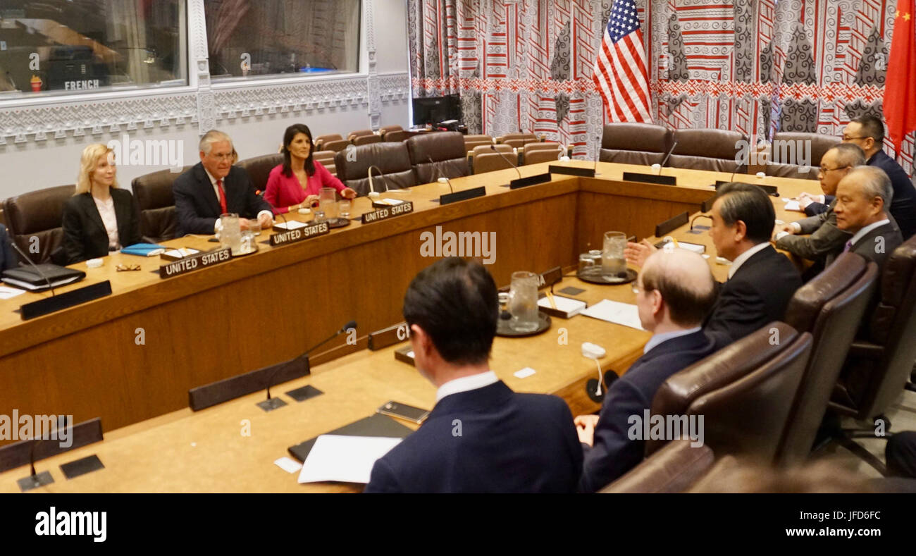 U.S. Secretary of State Rex Tillerson, with Ambassador Nikki Haley, U.S ...