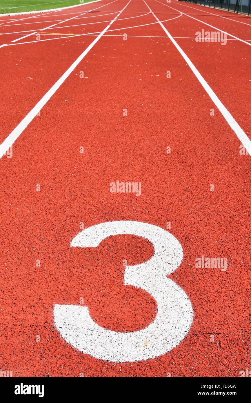 Running track with number 3. Colorful background for sport Stock Photo ...