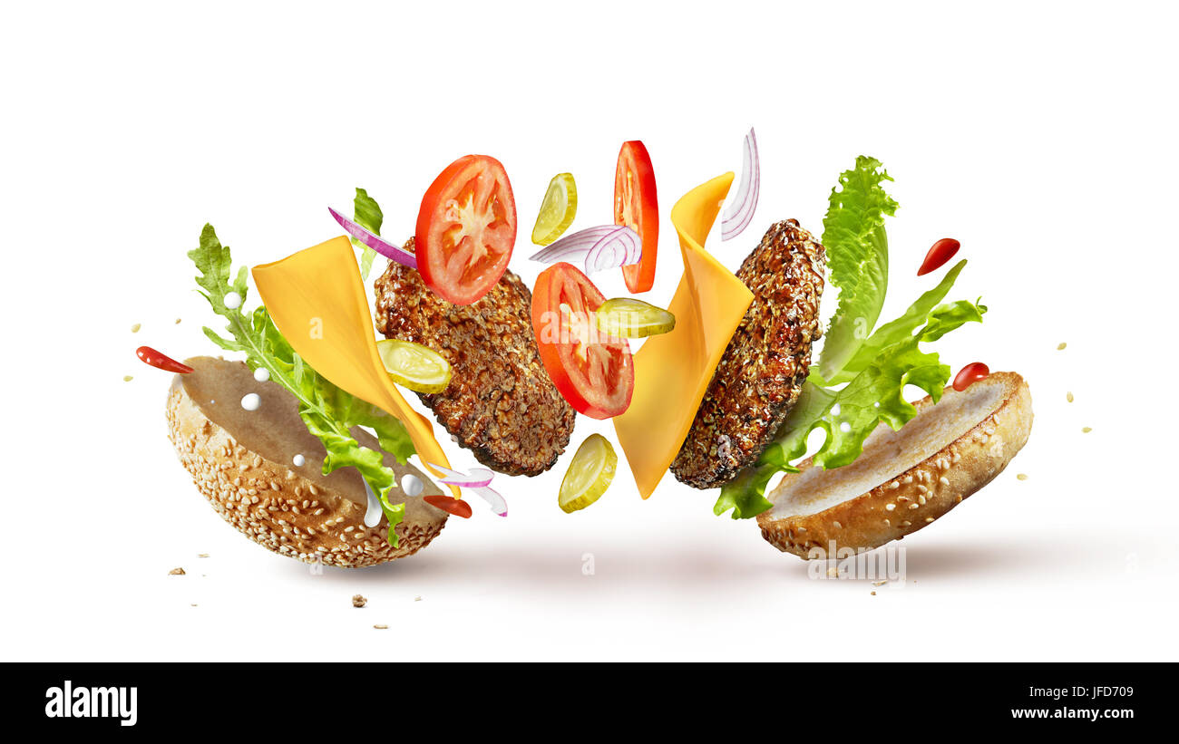 Burger preparation ingredients Stock Photo - Alamy