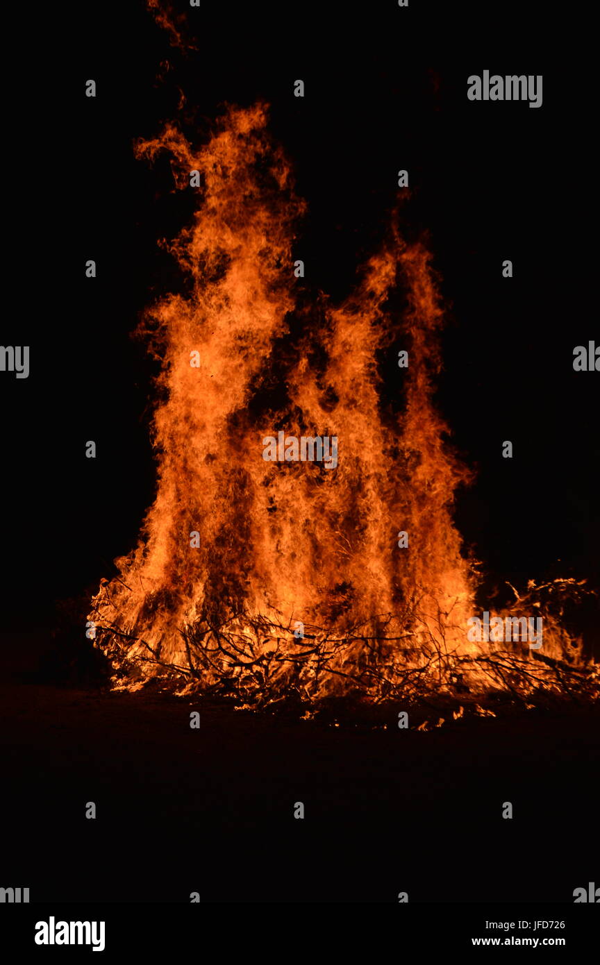 Fire in the Night Stock Photo - Alamy