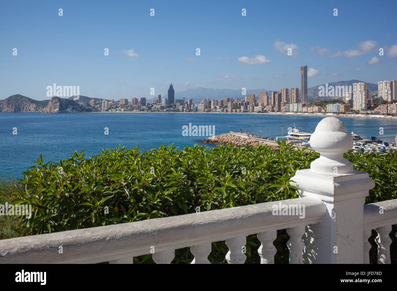 Benidorm balcon del Mediterraneo Mediterranean sea white balustrade in ...