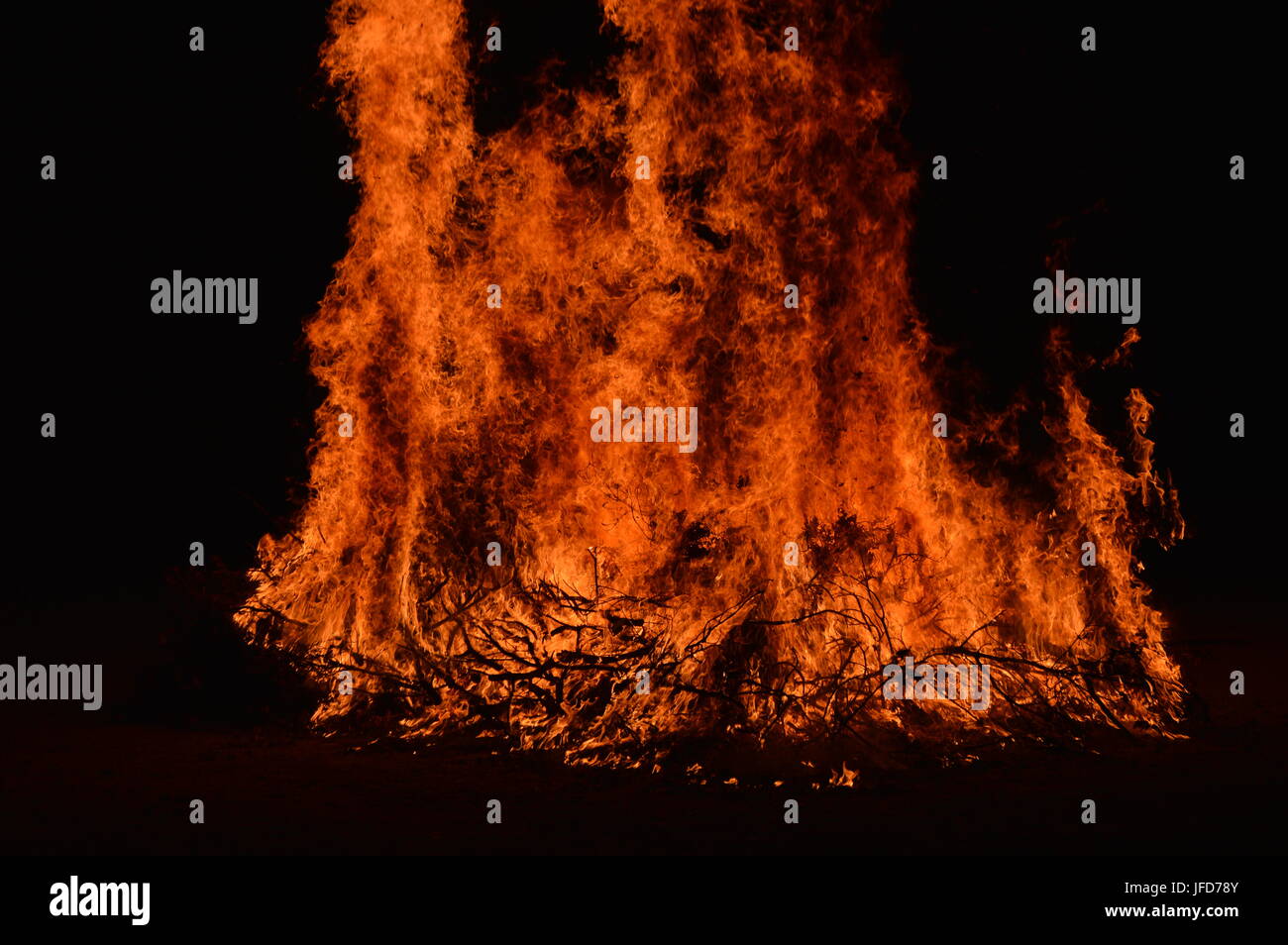 Fire in the Night Stock Photo - Alamy