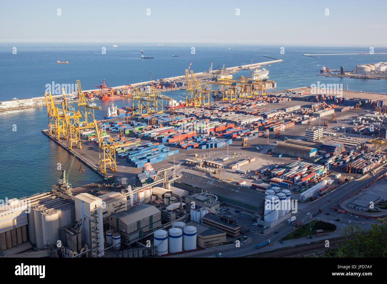 Landscape from bird view of industrial port Stock Photo - Alamy