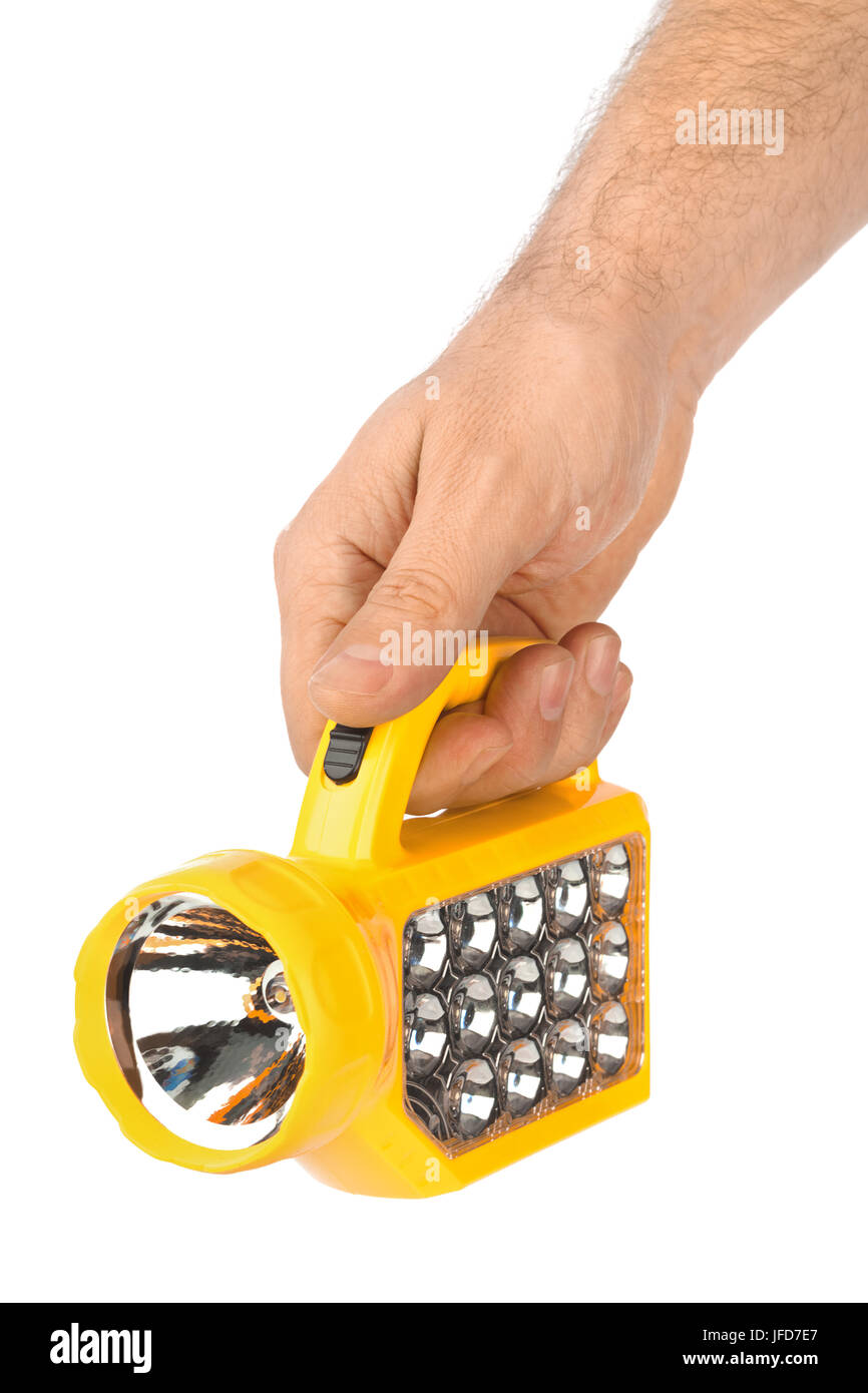 Flashlight in hand Stock Photo - Alamy