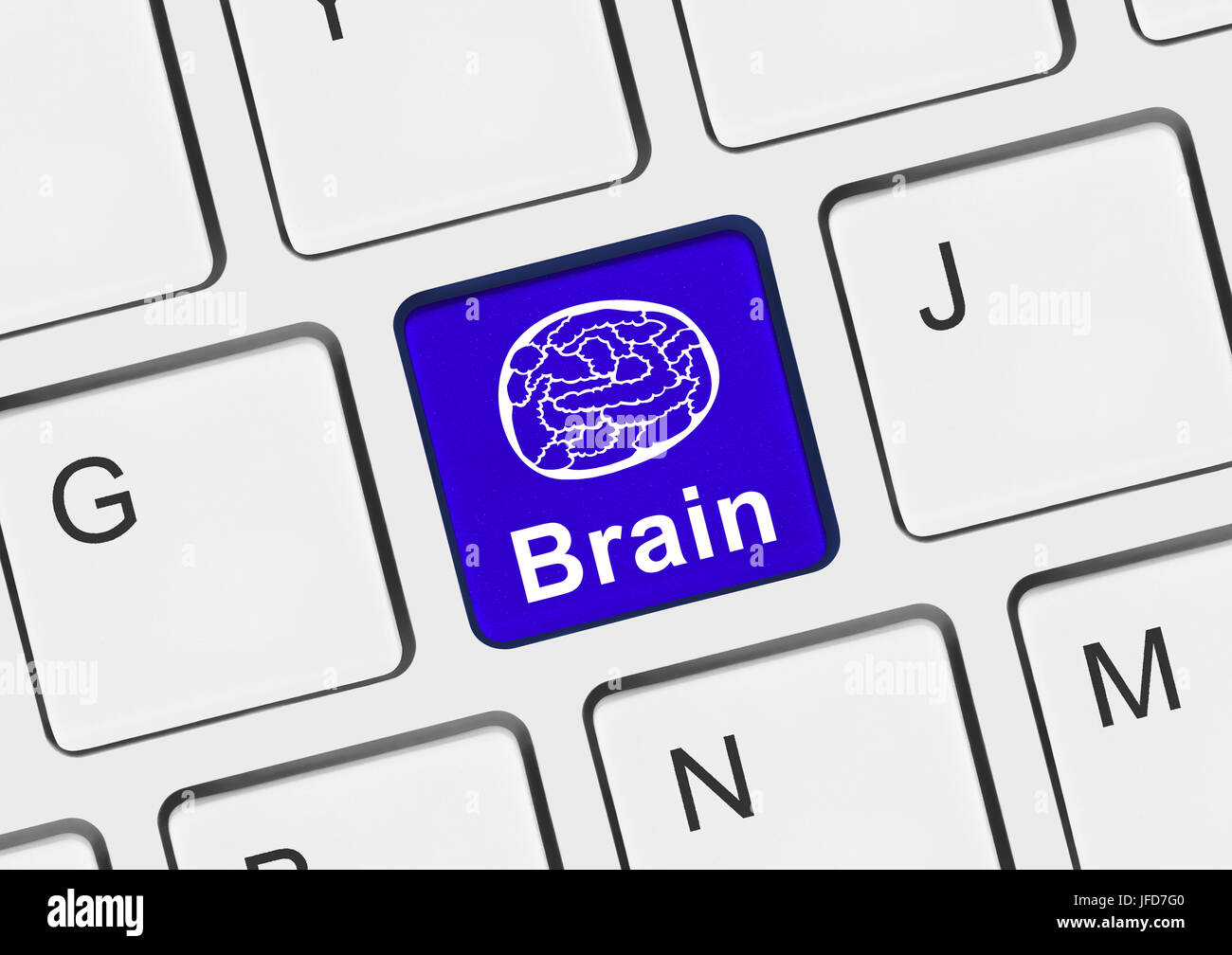 Computer keyboard with brain key Stock Photo - Alamy