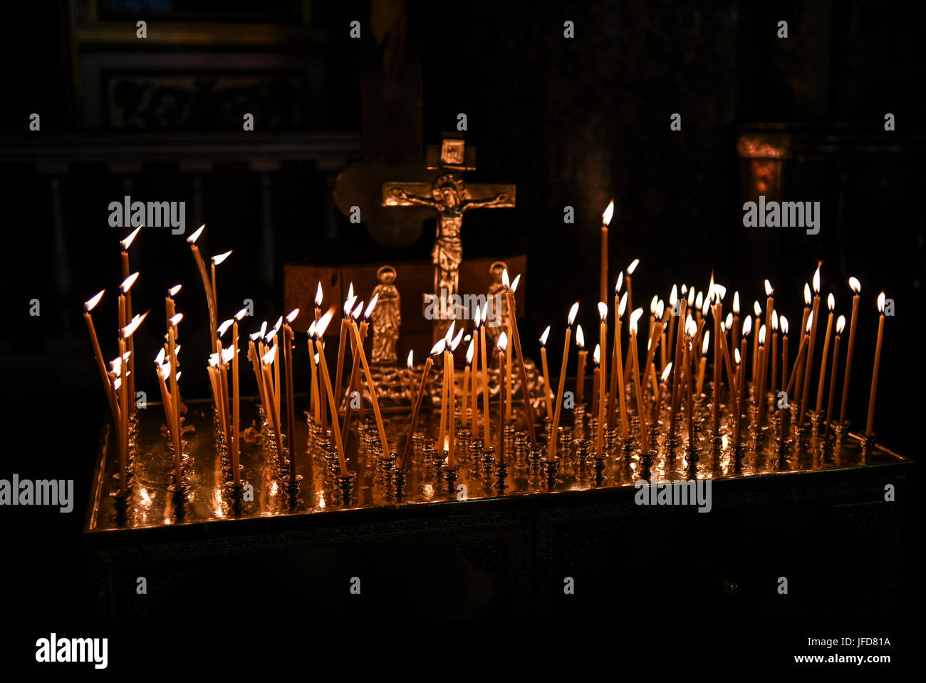 Candles in Orthodox church, praying candles Stock Photo - Alamy