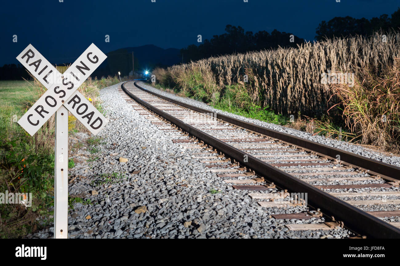 Oncoming train night hi-res stock photography and images - Alamy