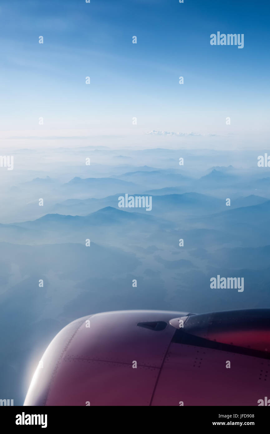 aircraft engine above the mountain ranges Stock Photo - Alamy
