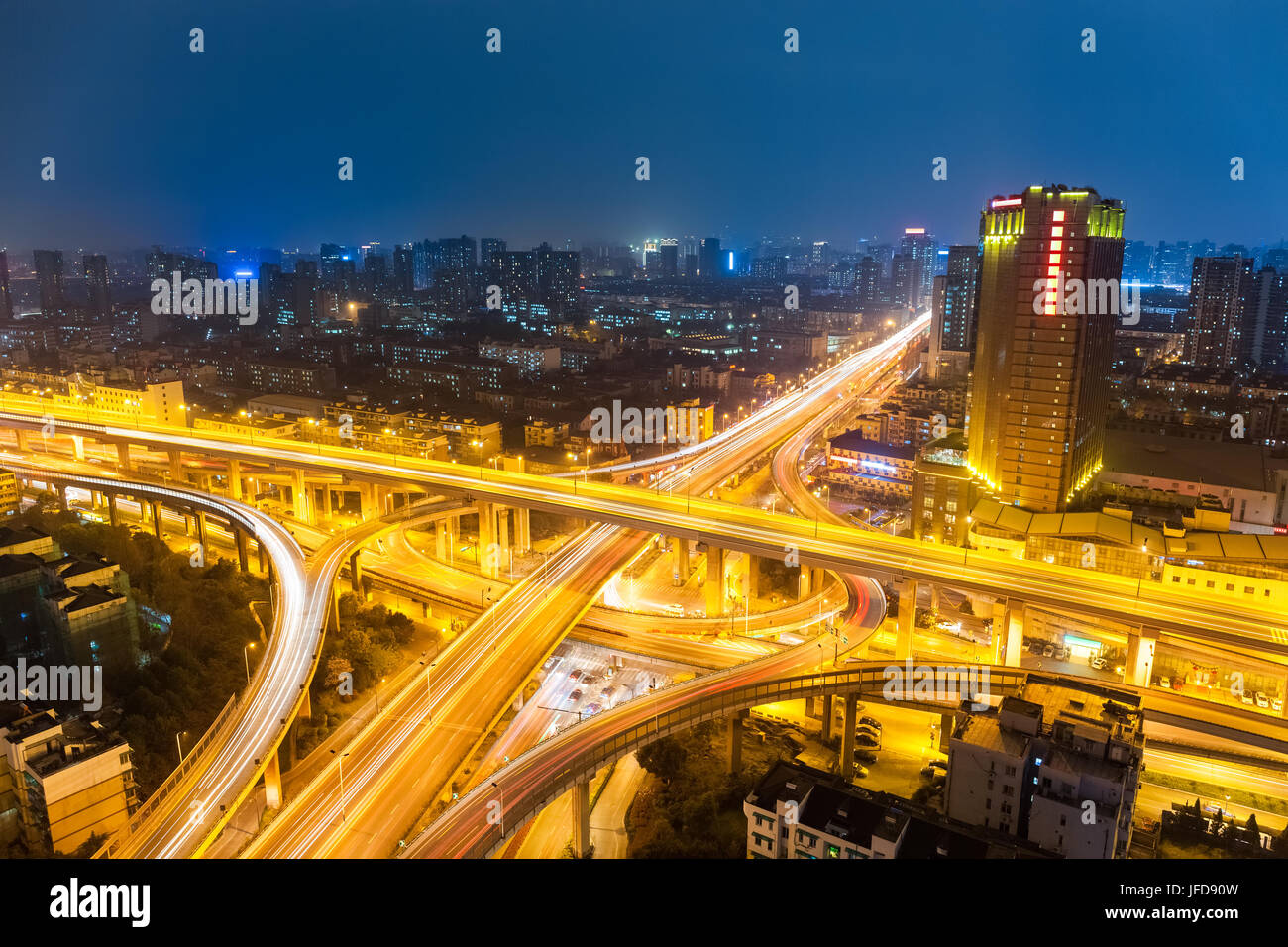 city interchange at night Stock Photo - Alamy