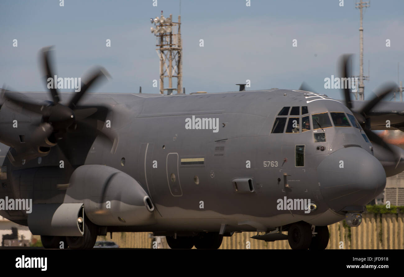 A U.S. Air Force MC-130J Commando IIs from the 17th Special Operations ...