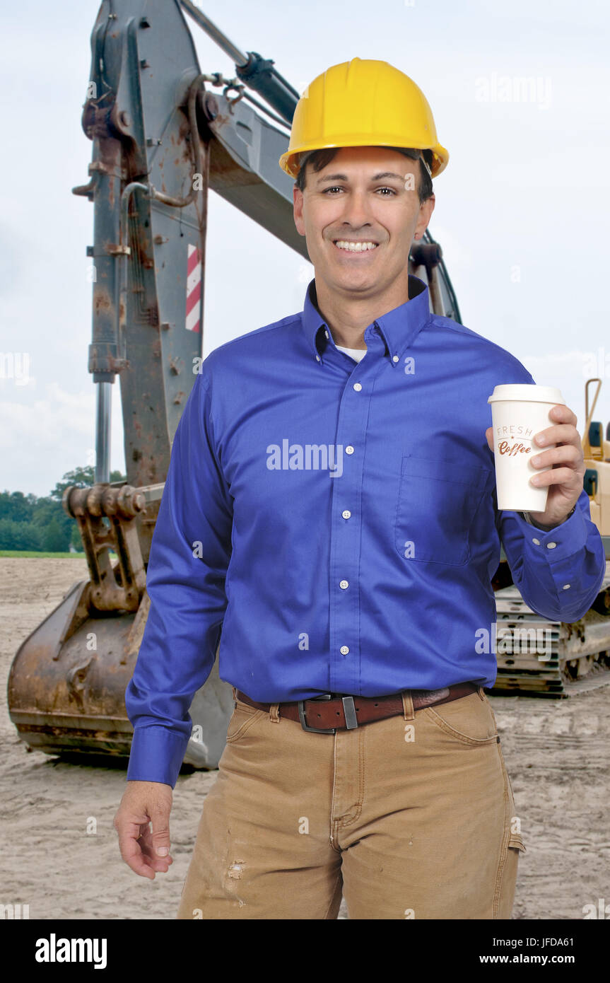 Male builder cup coffee hi-res stock photography and images - Alamy
