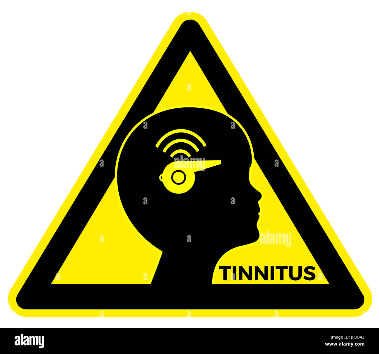 Concept sign of child who is suffering from ringing and buzzing sounds ...