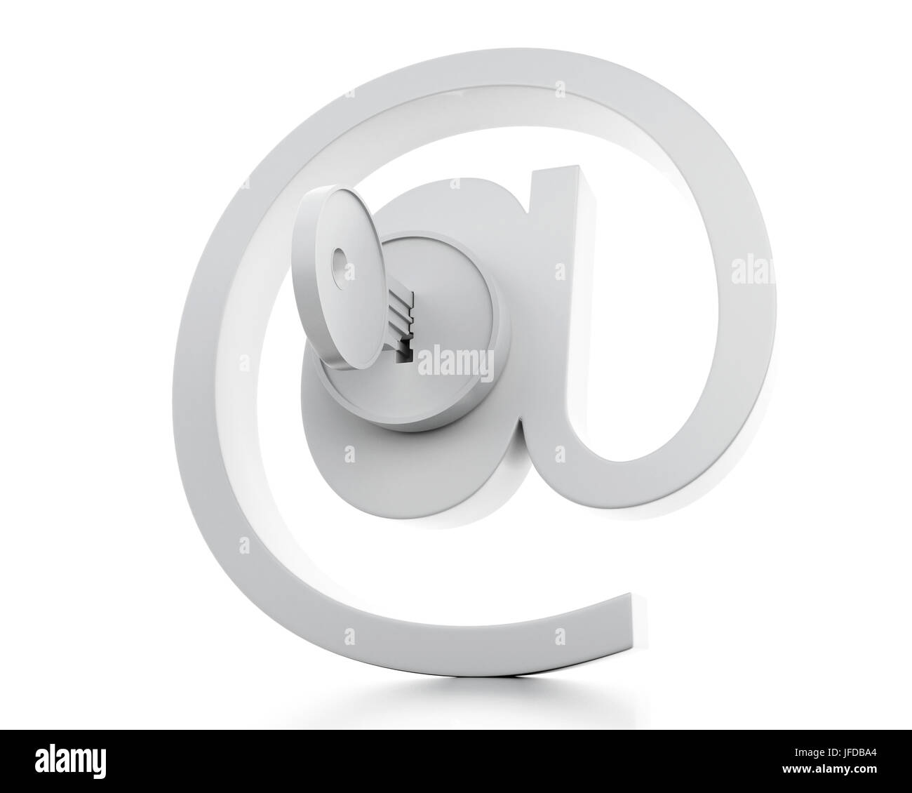 3d illustration. Mail sign with key. E-mail Safety concept. Isolated ...