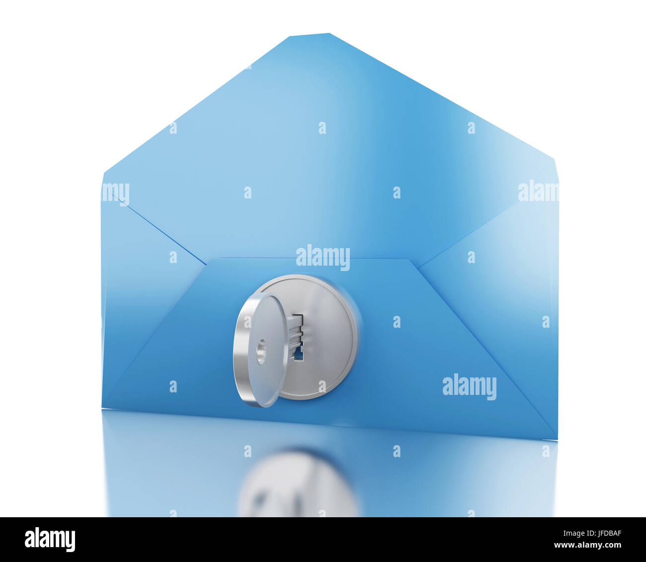 3d illustration. Blue envelope with lock. E-mail Safety concept ...