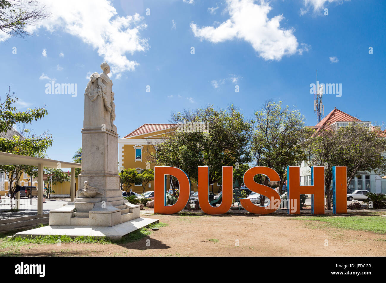 Giant Orange Dushi Sign in Curacao Stock Photo - Alamy