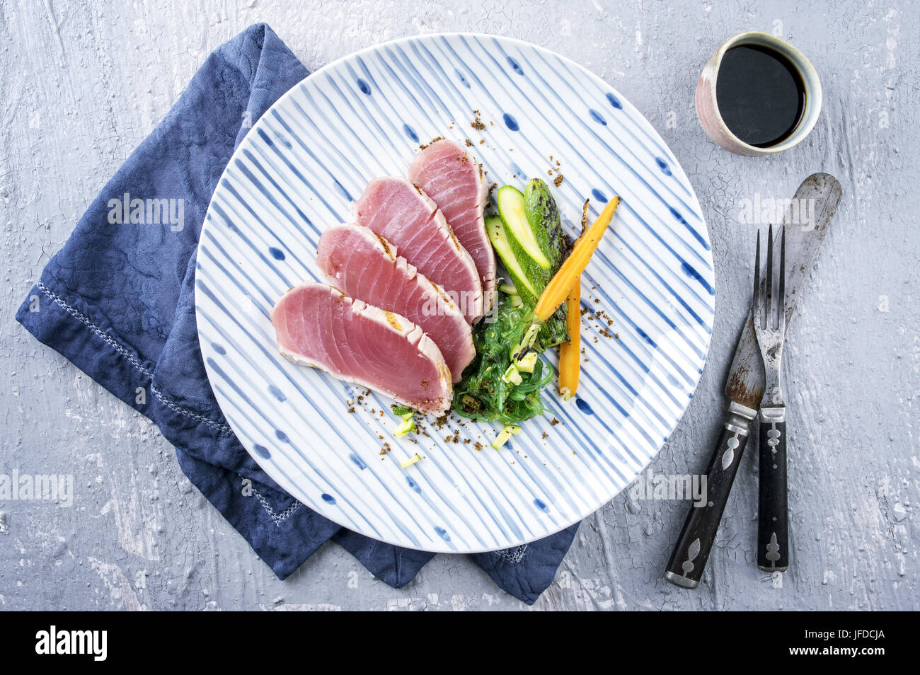 Tuna Filet with Vegetable Stock Photo - Alamy