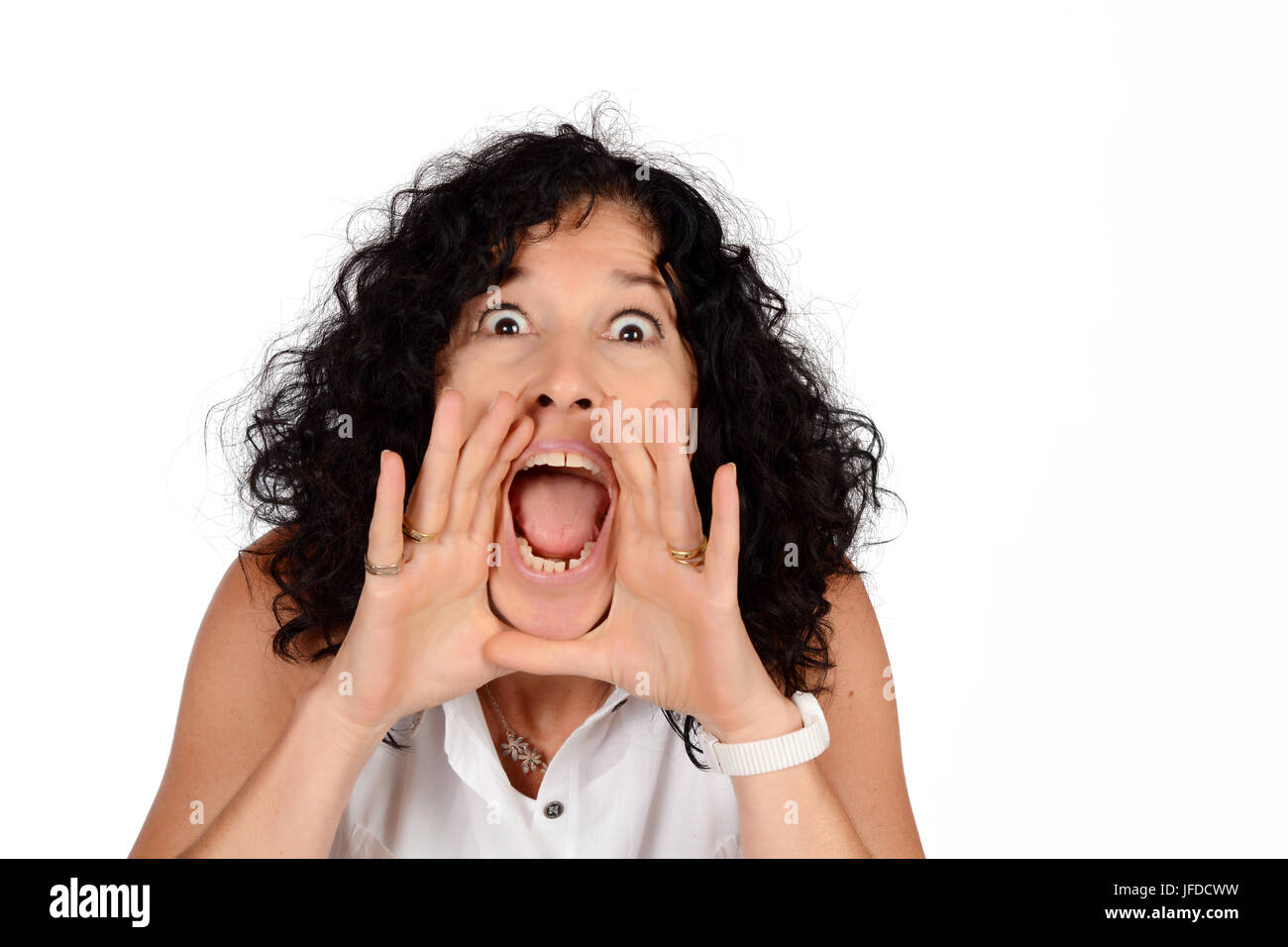 Woman screeming 50s hi-res stock photography and images - Alamy