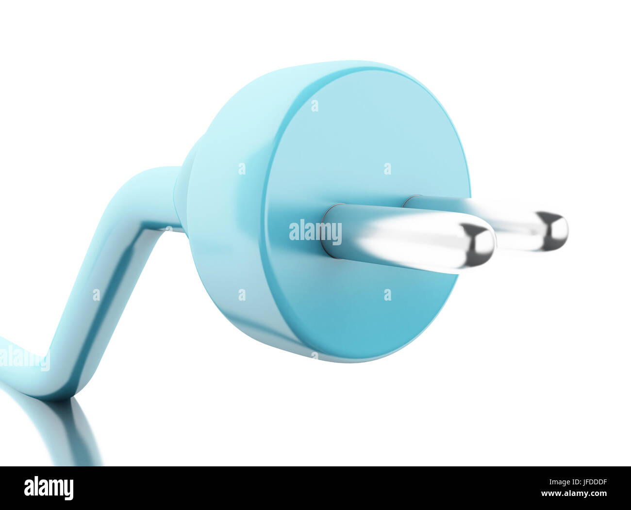 3d illustration. Light blue electric plug. Isolated white background ...