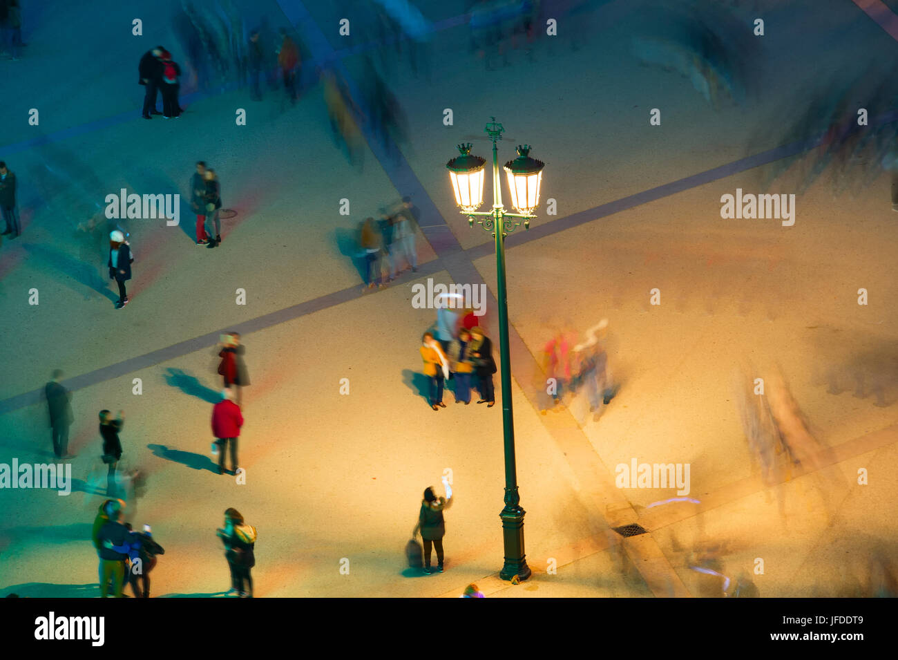 Town square at night Stock Photo - Alamy