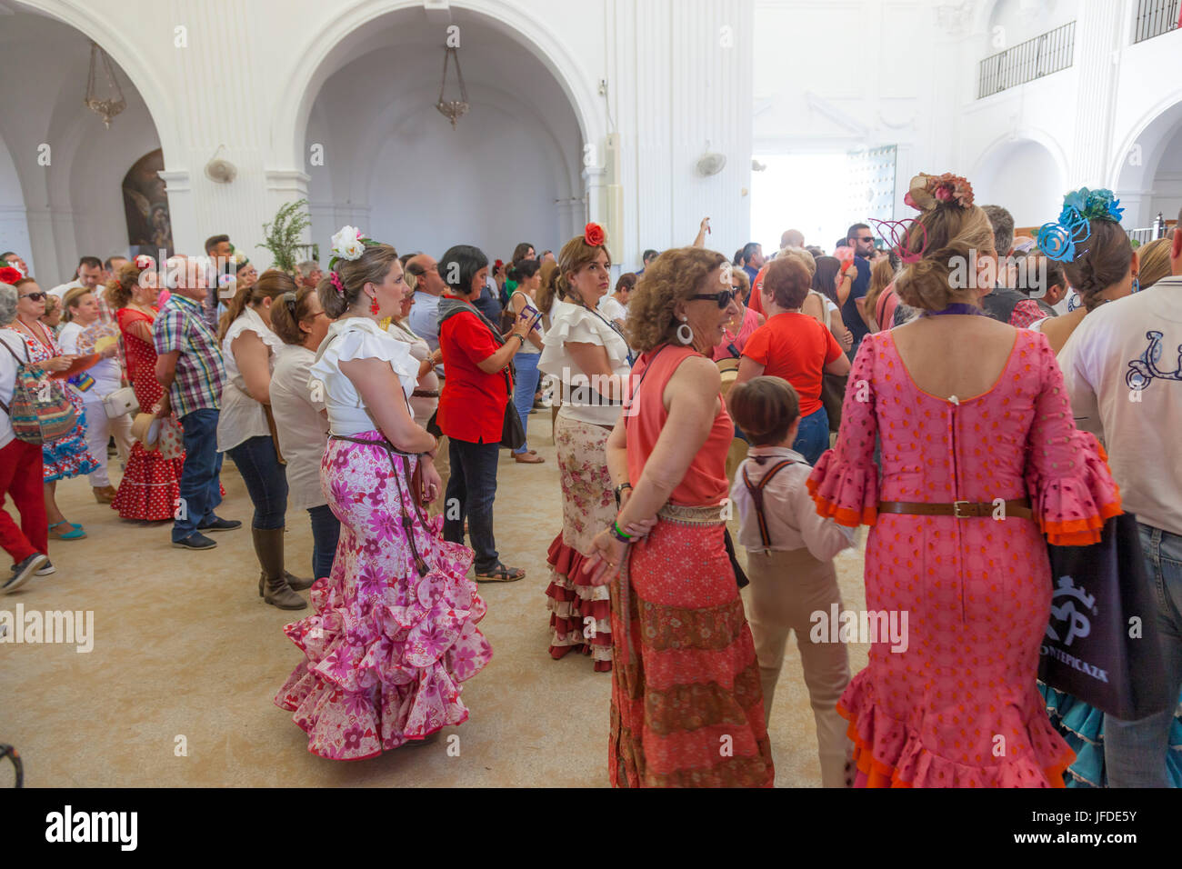 El Rocio, Spain - June 2, 2017: Group of pilgrims in traditional ...
