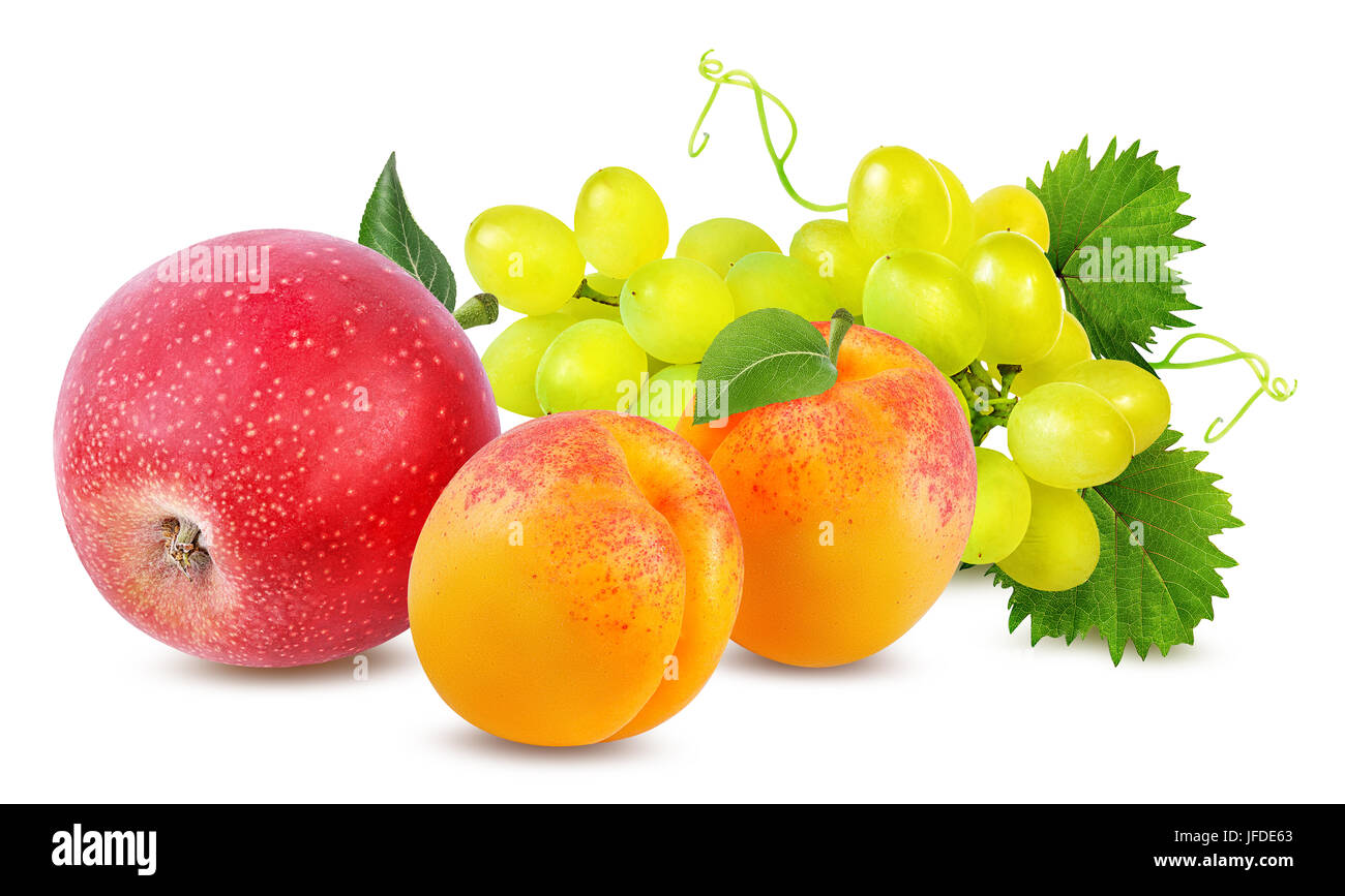 Grapes ,apples and apricot isolated on white background Stock Photo - Alamy