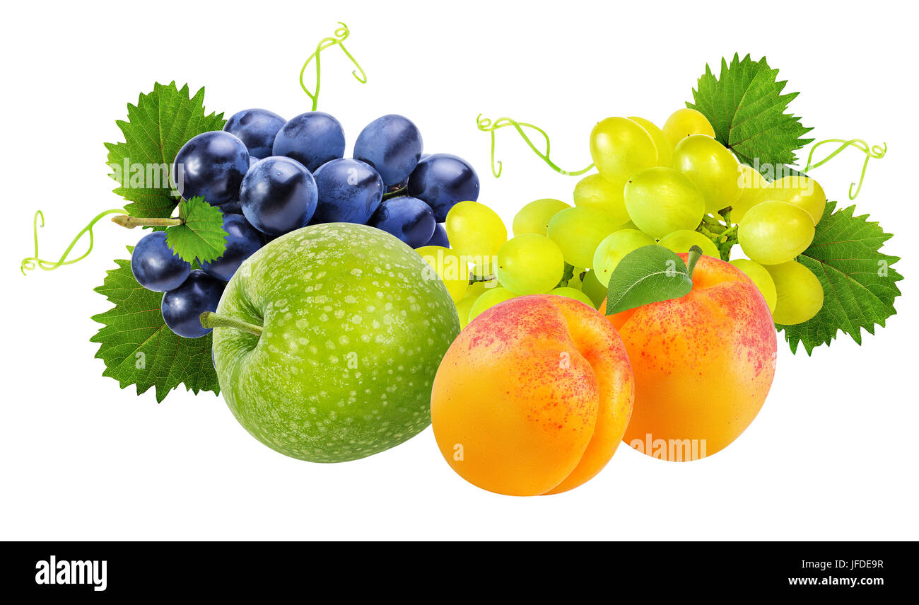 Grapes ,apples and apricot isolated on white background Stock Photo - Alamy