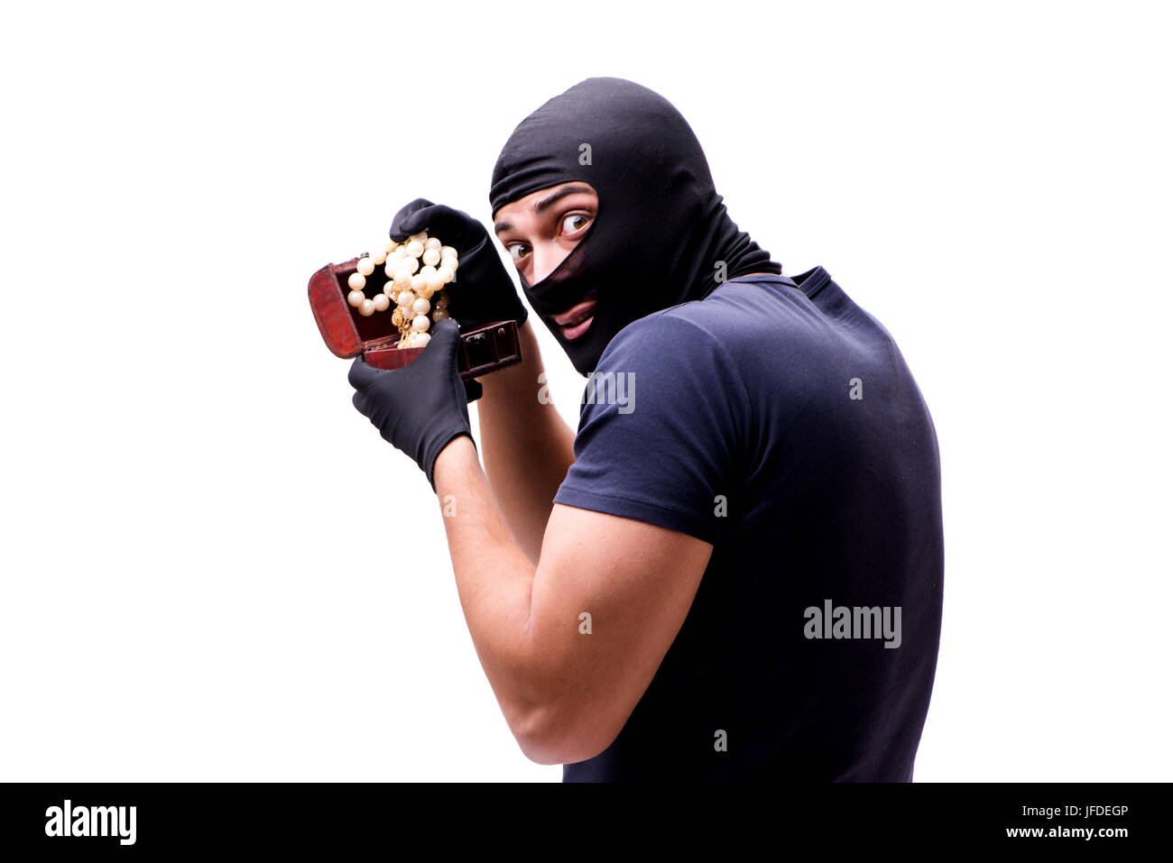 Robber wearing balaclava isolated on white Stock Photo - Alamy