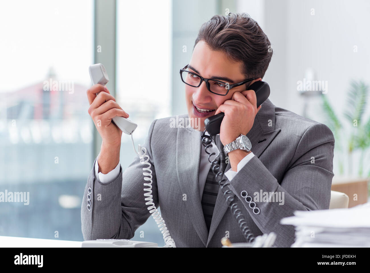 Angry call centre operator hi-res stock photography and images - Alamy