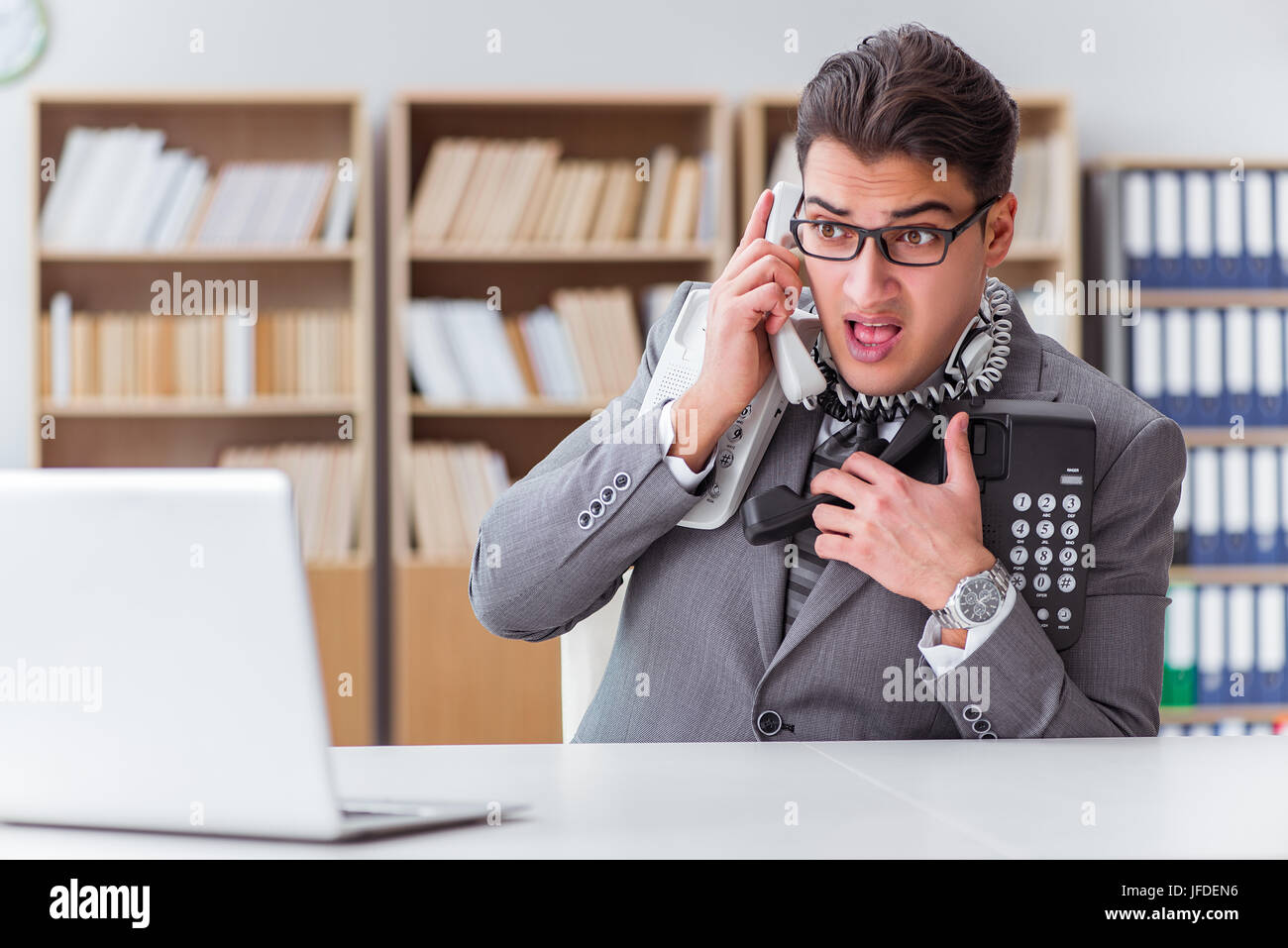 Angry call centre operator hi-res stock photography and images - Alamy