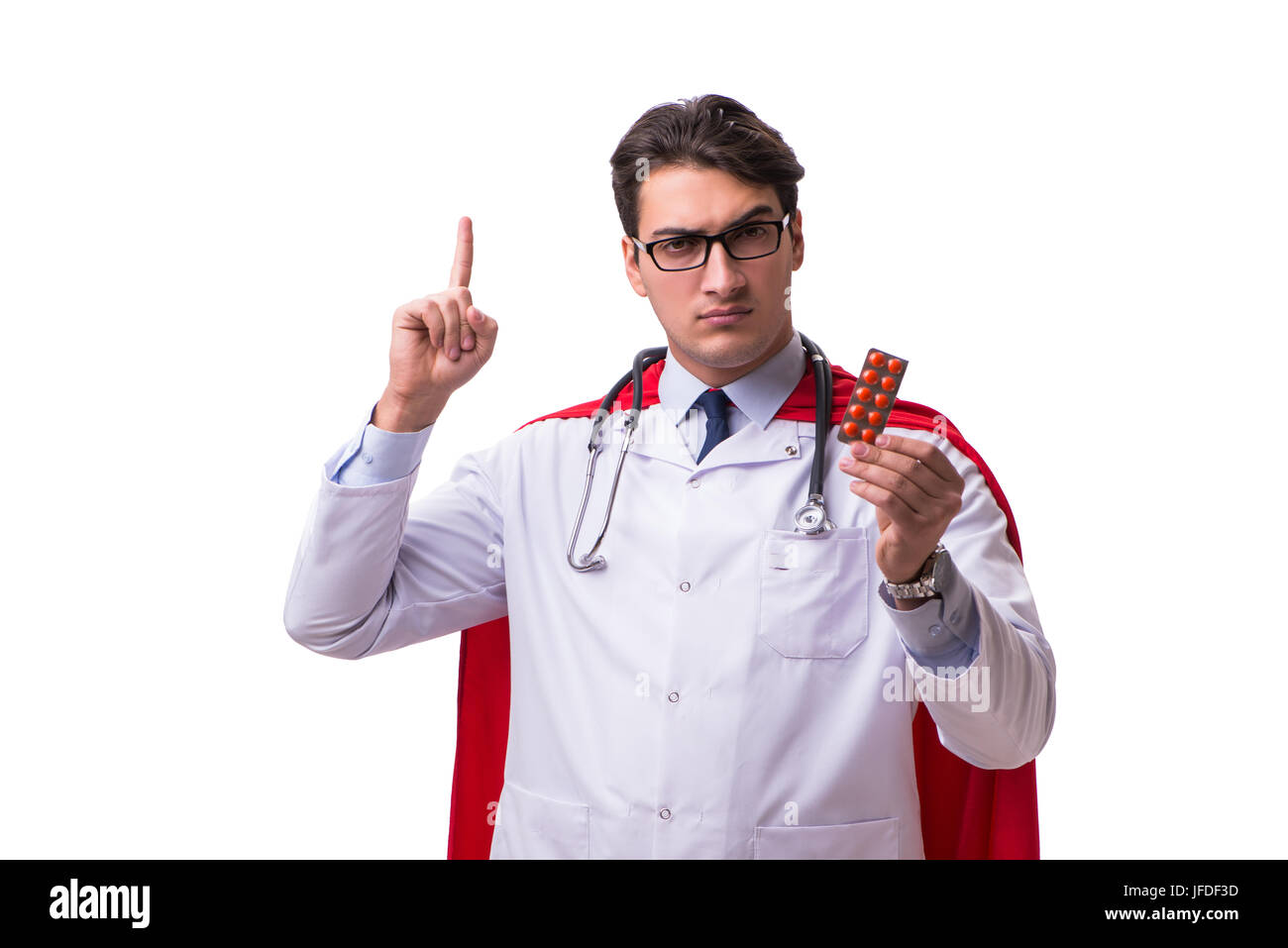 Super hero doctor isolated on white Stock Photo - Alamy