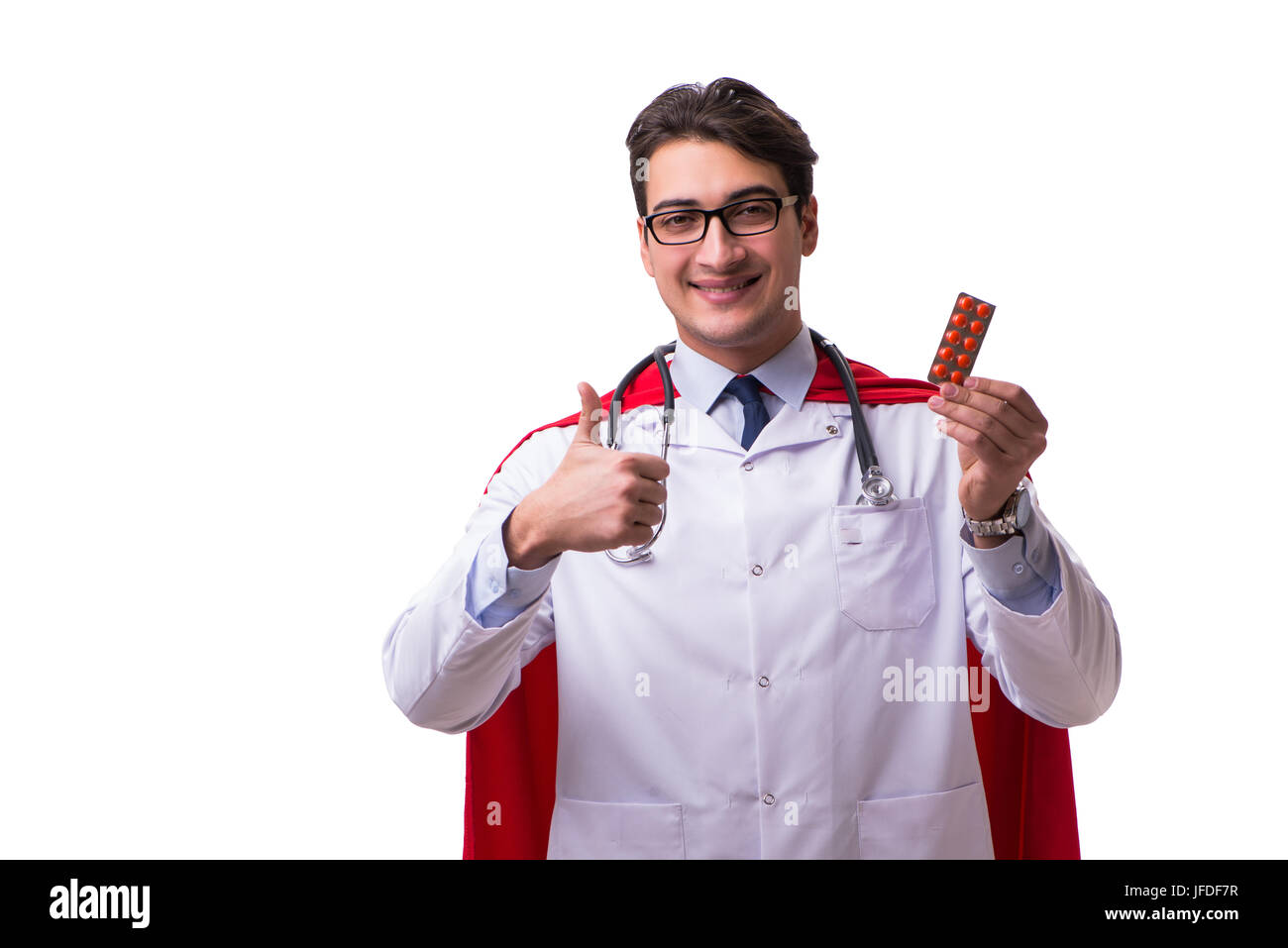 Super hero doctor isolated on white Stock Photo - Alamy