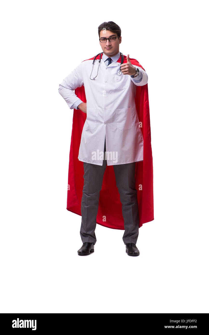 Super hero doctor isolated on white Stock Photo - Alamy