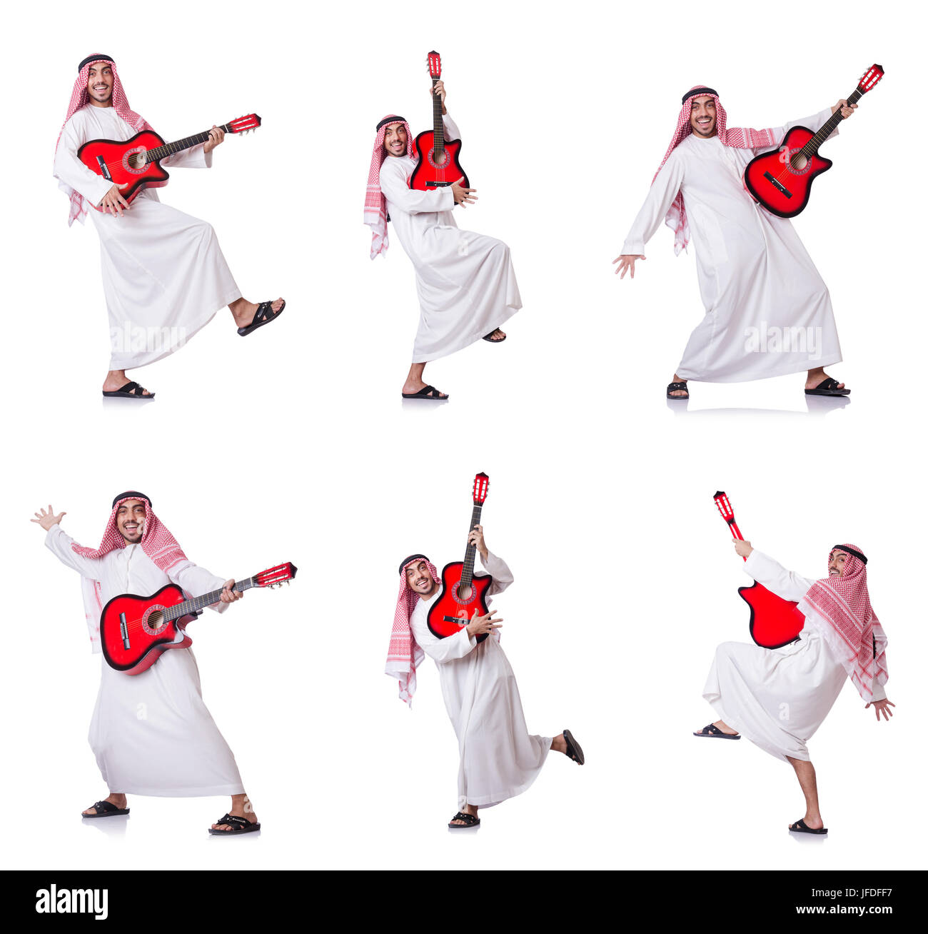 Arab man playing guitar isolated on white Stock Photo - Alamy