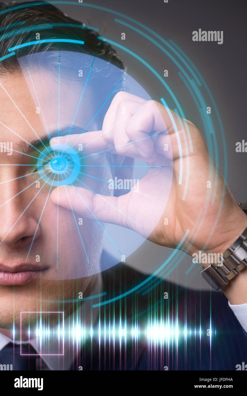 Futuristic vision concept with businessman Stock Photo - Alamy