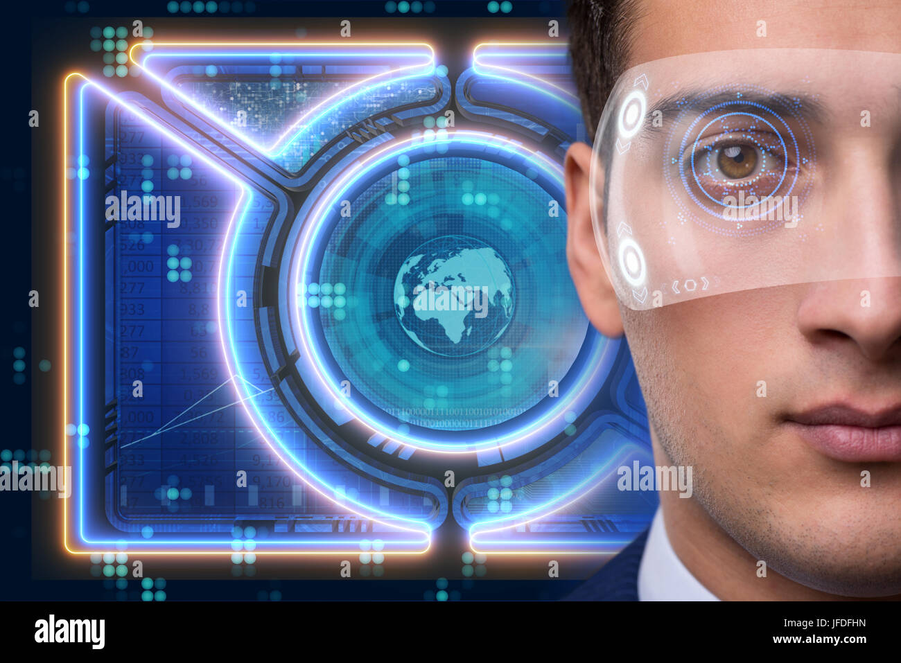 Futuristic vision concept with businessman Stock Photo - Alamy