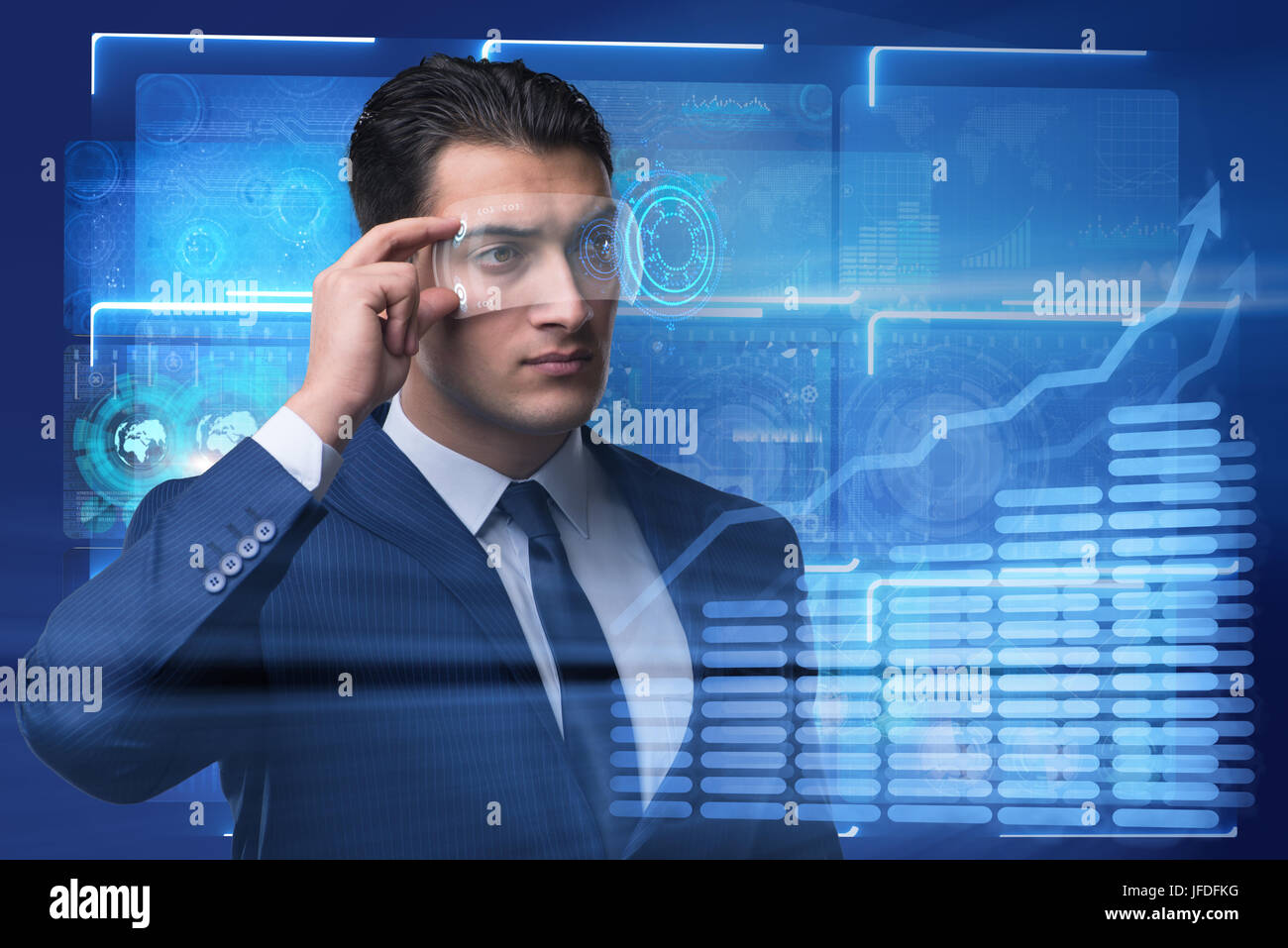 Futuristic vision concept with businessman Stock Photo - Alamy