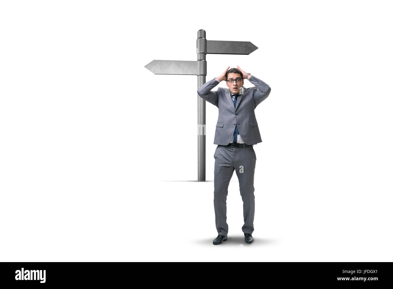 Businessman in difficult choice concept Stock Photo - Alamy