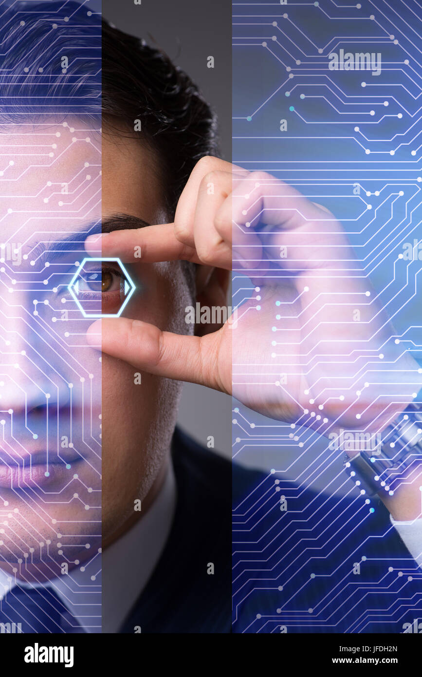 Futuristic vision concept with businessman Stock Photo - Alamy