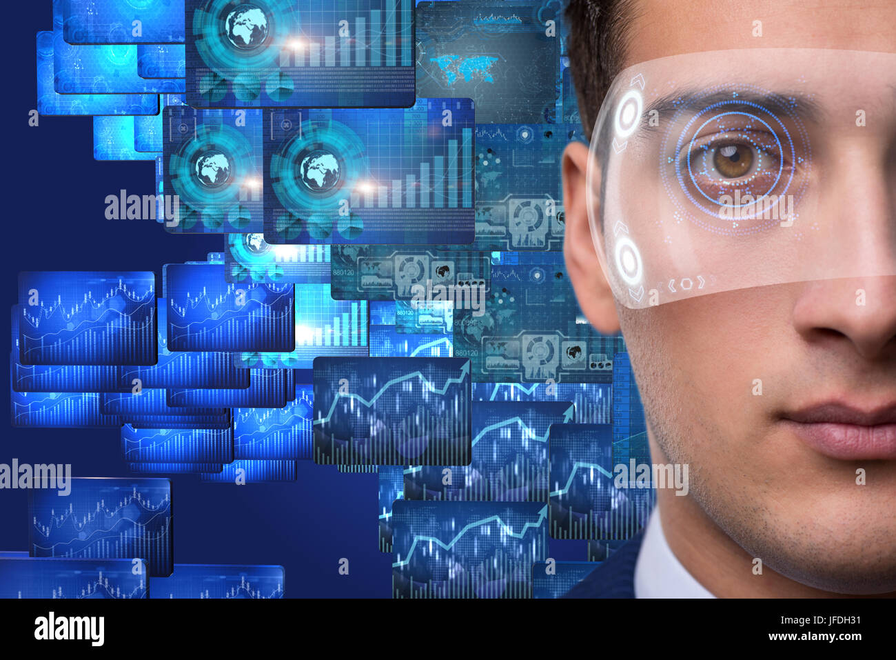 Futuristic vision concept with businessman Stock Photo - Alamy