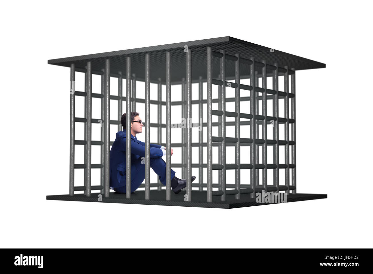 Suspect in jail cell Cut Out Stock Images & Pictures - Alamy