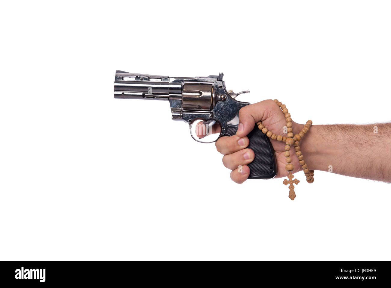 Hand with handgun isolated on white Stock Photo - Alamy
