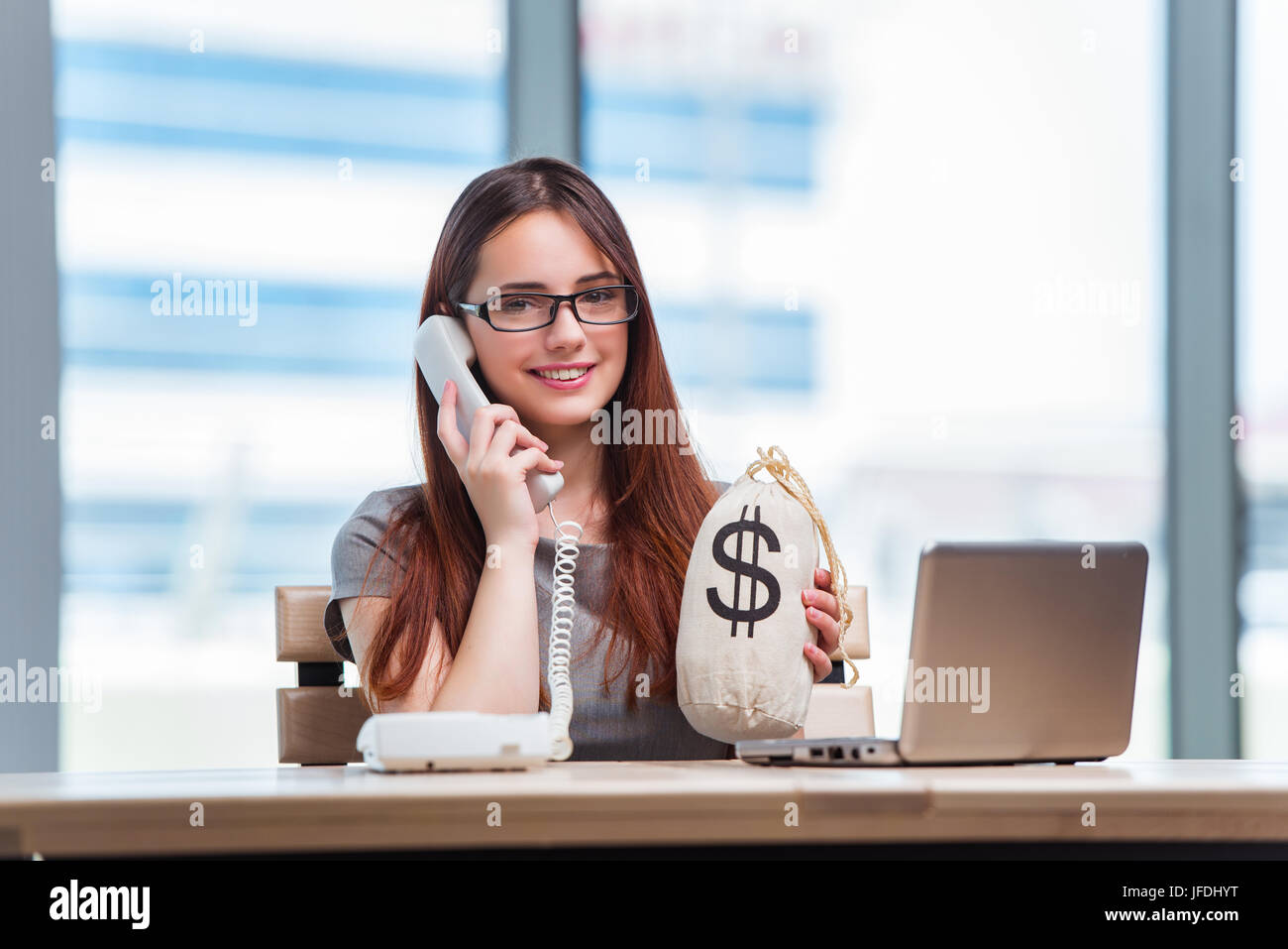 Young girl in online business concept Stock Photo - Alamy